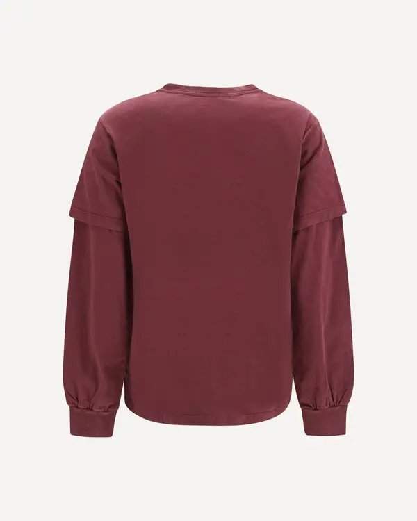 GANNI Future Heavy Jerey Long-leeve T-hirt - Bordeaux
