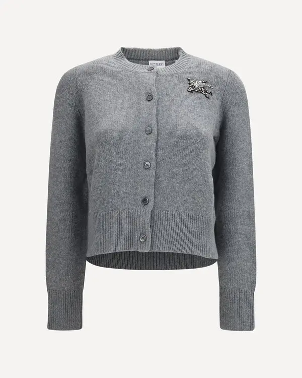 Burberry Wool And Cashere Equestrian Knight Logo Cardigan Feale