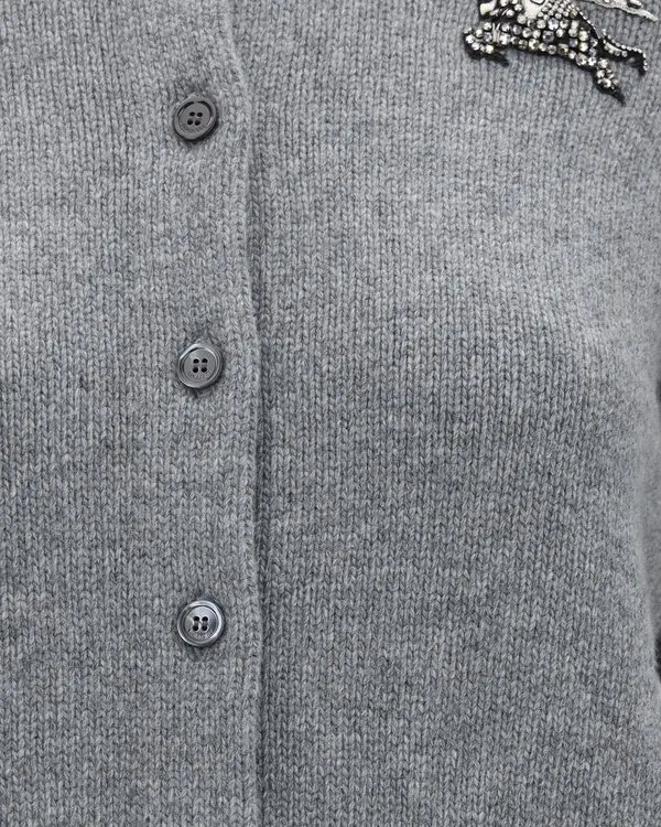 Burberry Wool And Cashere Equestrian Knight Logo Cardigan Feale
