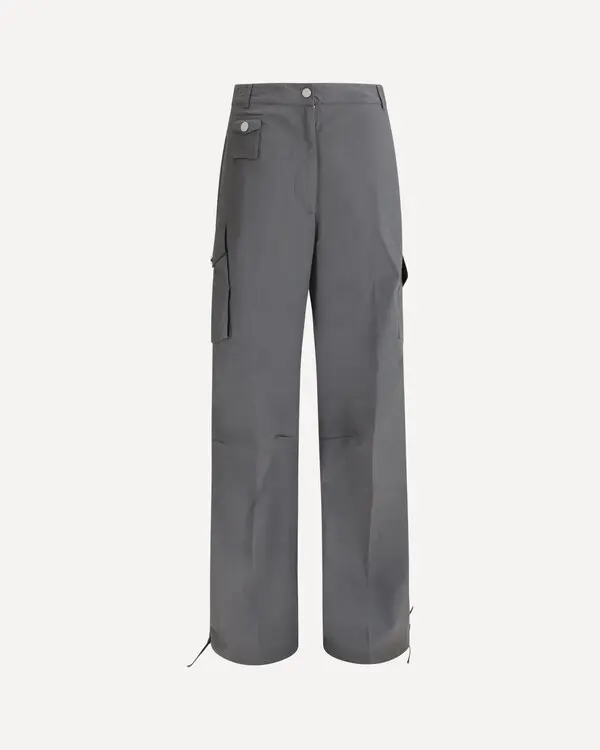 GANNI Stretch Cotton Cargo Pants - Grey
