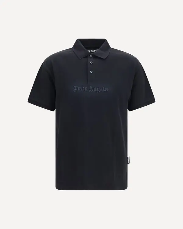 Palm Angels Cotton Polo With Embroidered Logo - Black