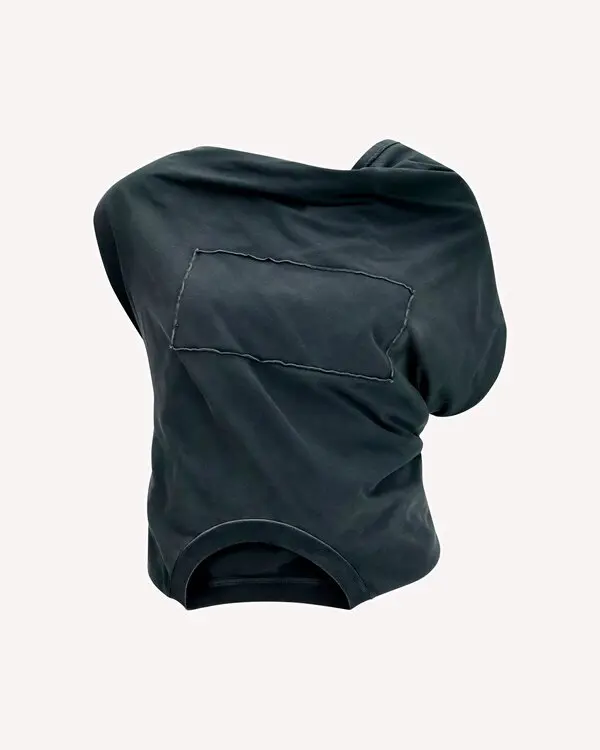 MAISON MARGIELA Aymmetric Draped Jerey Top - Grey