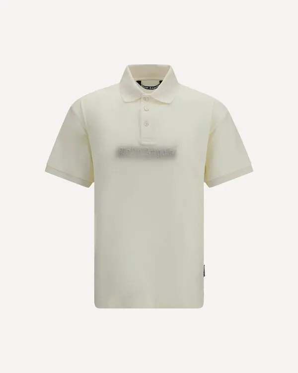 Palm Angels Cotton Polo With Ebroidered Logo Ale - Cream