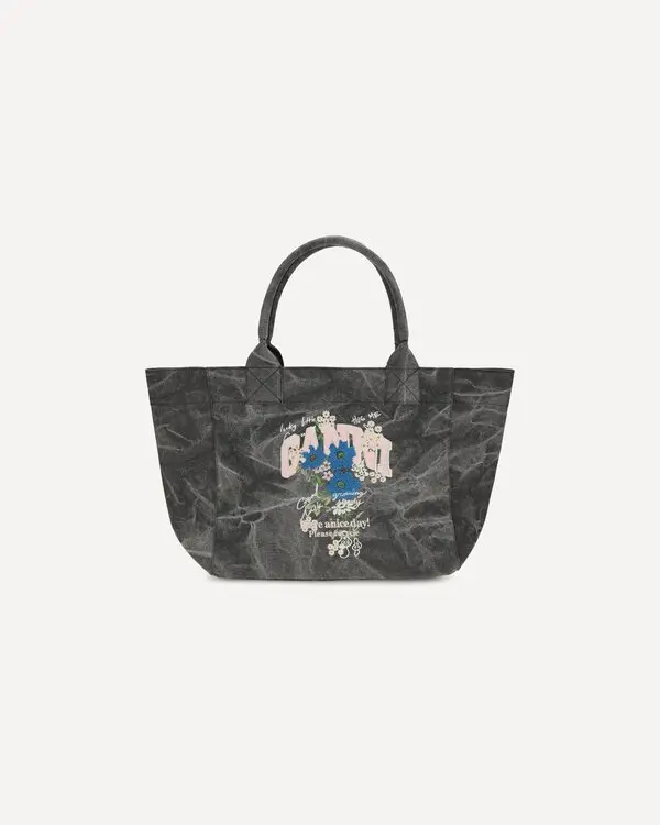 GANNI Medium Trapeze Flower-print Shopping Bag