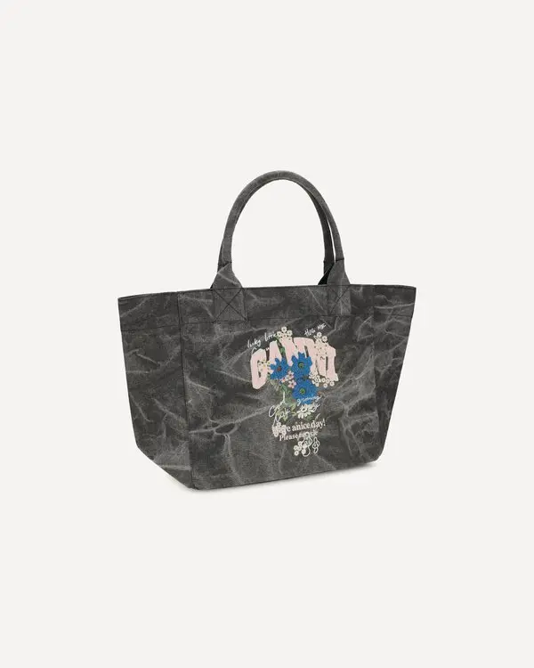 GANNI Medium Trapeze Flower-print Shopping Bag