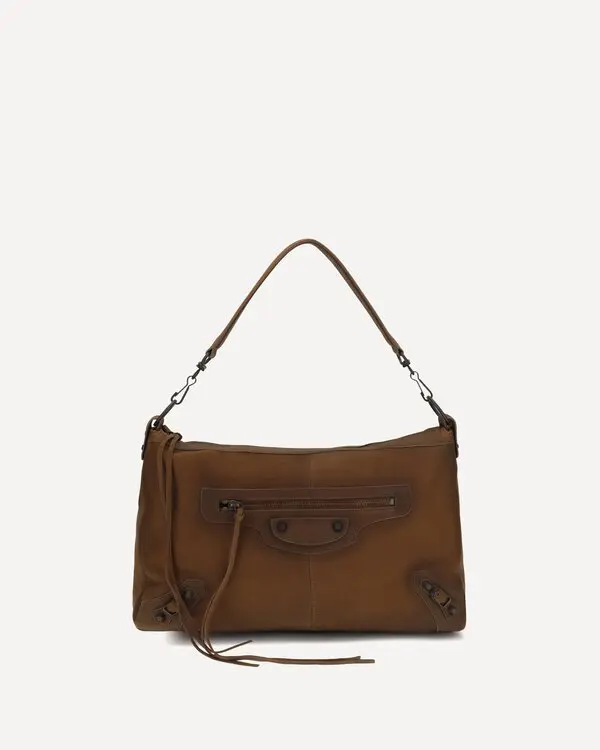 Balenciaga Medium Le City Moto Shoulder Bag - Brown