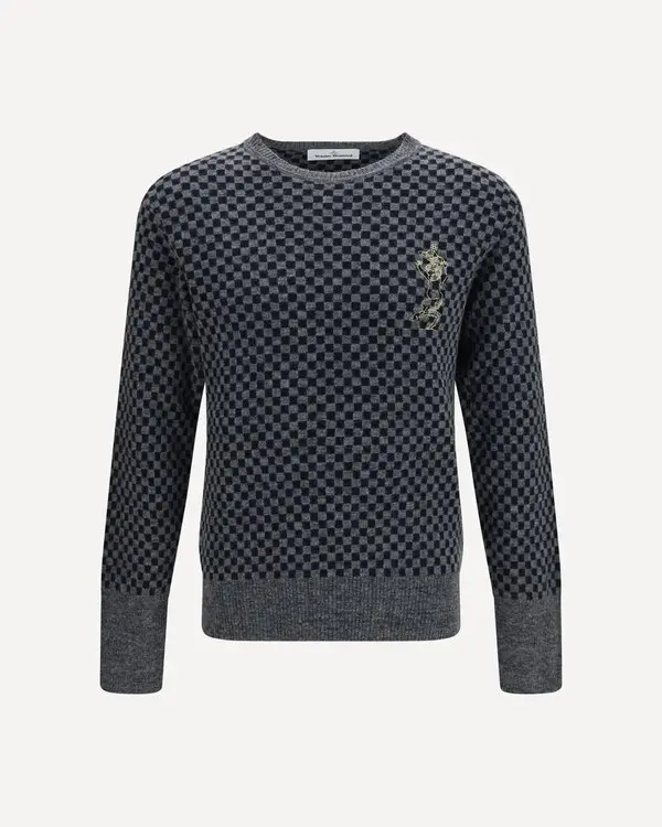 VIVIENNE WESTWOOD Checkate Alpaca And Cotton-blend Sweater Ale - Grey