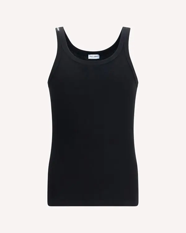 Dolce & Gabbana Marcello Ribbed Cotton Tank Top - Black