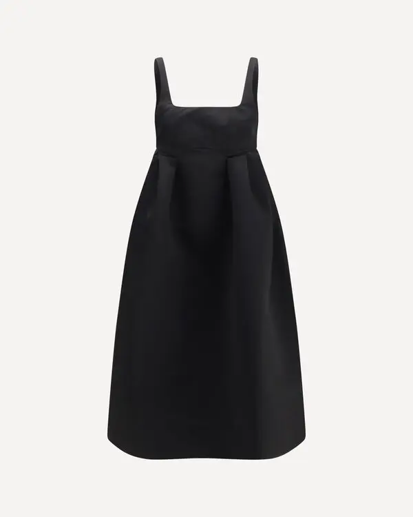 GANNI Duchesse Satin Midi Dress With Corset