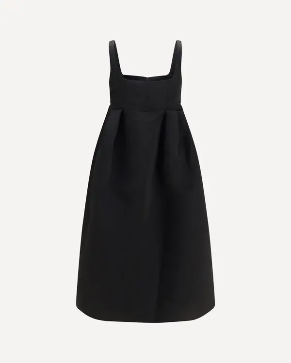 GANNI Duchesse Satin Midi Dress With Corset