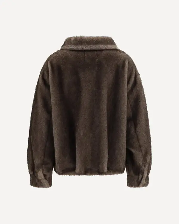 SWORD 6644 Faux Fur Jacket With Waist Belt