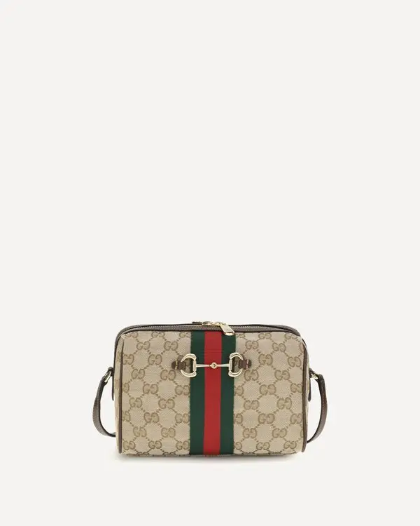 Gucci Small Horsebit Web Camera Bag Shoulder Bag - Beige