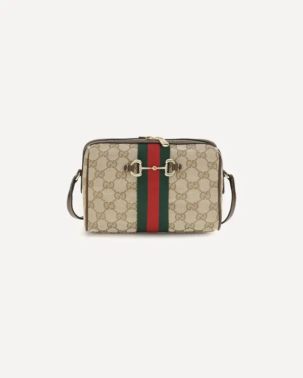 Gucci Small Horsebit Web Camera Bag Shoulder Bag - Beige