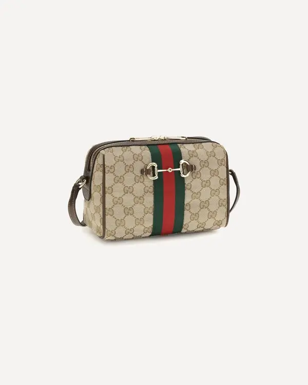Gucci Small Horsebit Web Camera Bag Shoulder Bag - Beige