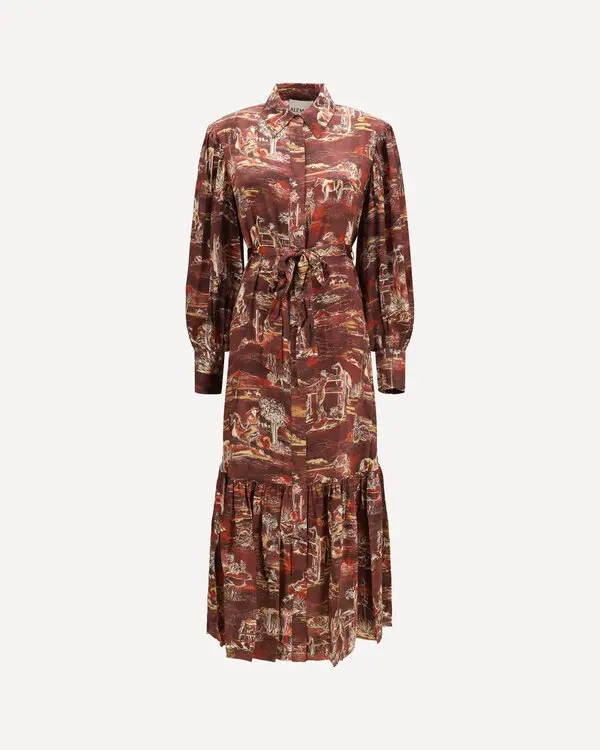 ALEMAIS Ezra Silk Midi Shirt Dress