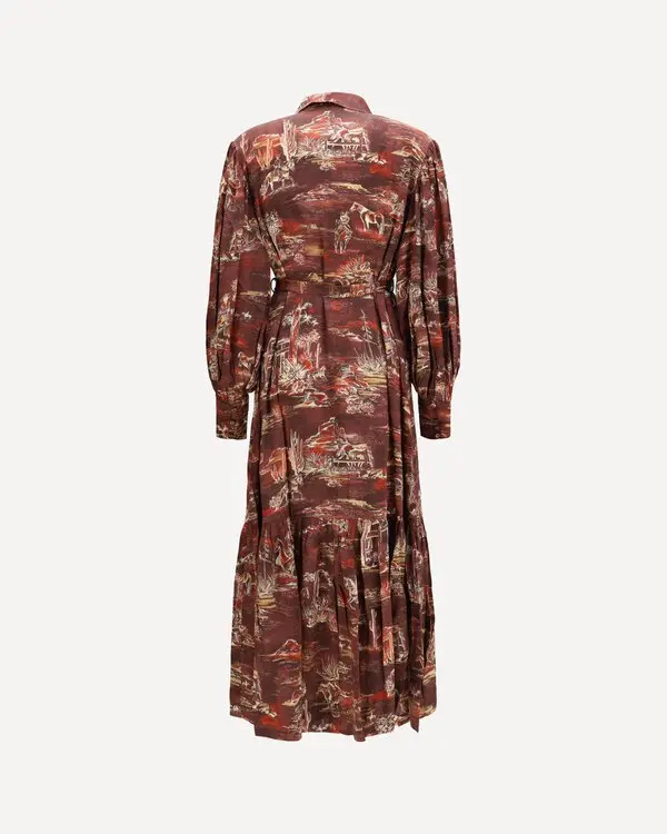 ALEMAIS Ezra Silk Midi Shirt Dress
