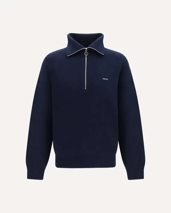 Prada Half-zip Wool And Cashmere Sweater