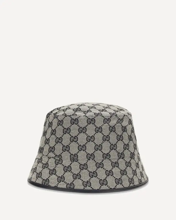 Gucci Gg Cotton Canvas Bucket Hat Feale - Grey