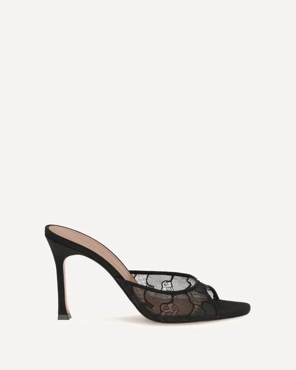 Amina Muaddi Alexa Lace Sandals - Black