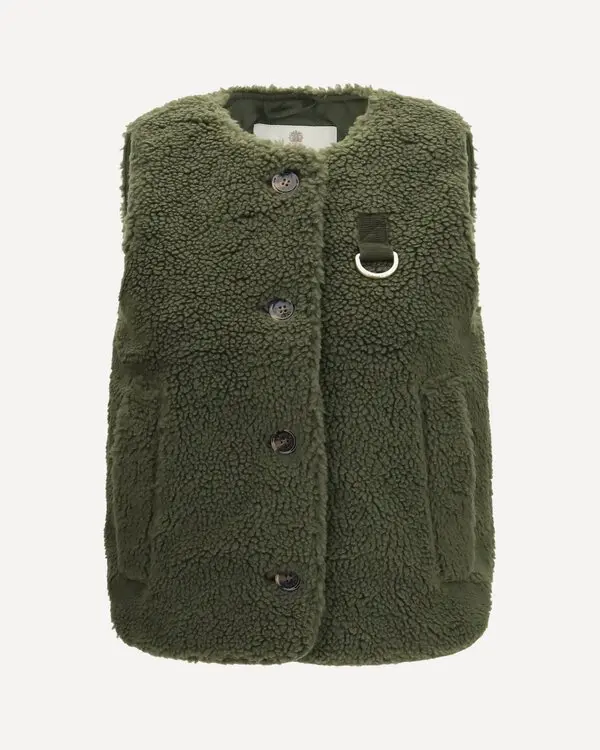 Barbour Bowes Teddy Fleece Gilet - Green