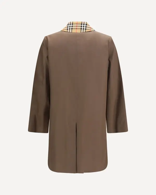 Burberry Tottenham Cotton Gabardine Coat With Check Collar