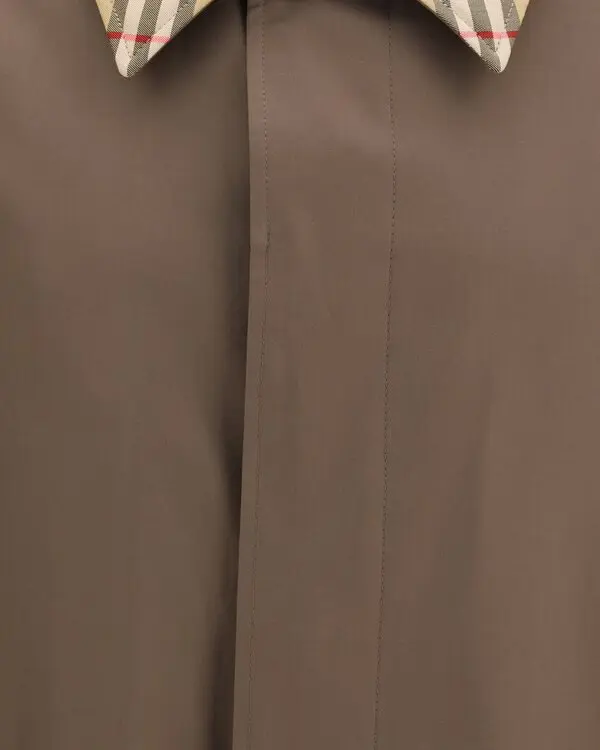 Burberry Tottenham Cotton Gabardine Coat With Check Collar