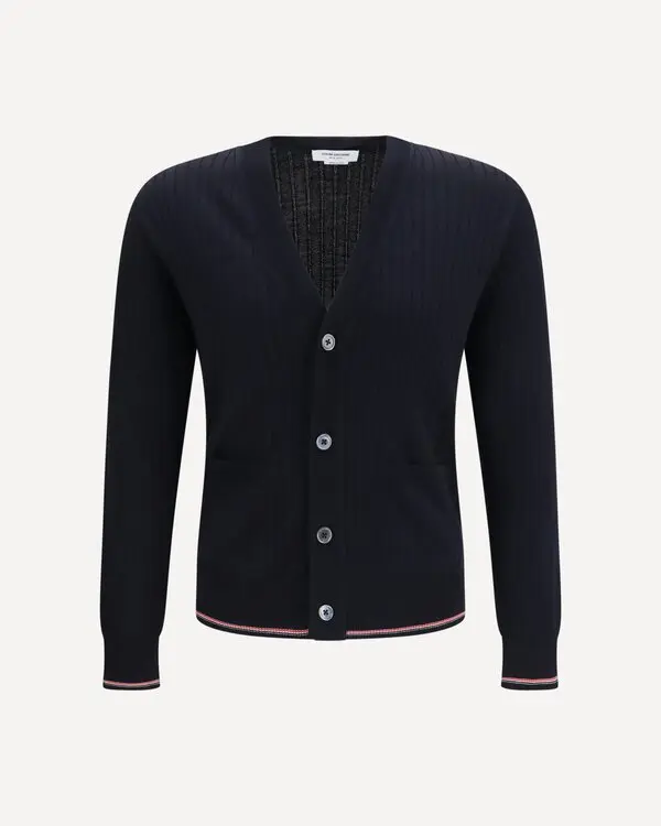 Thom Browne Ribbed Merino Wool Cardigan