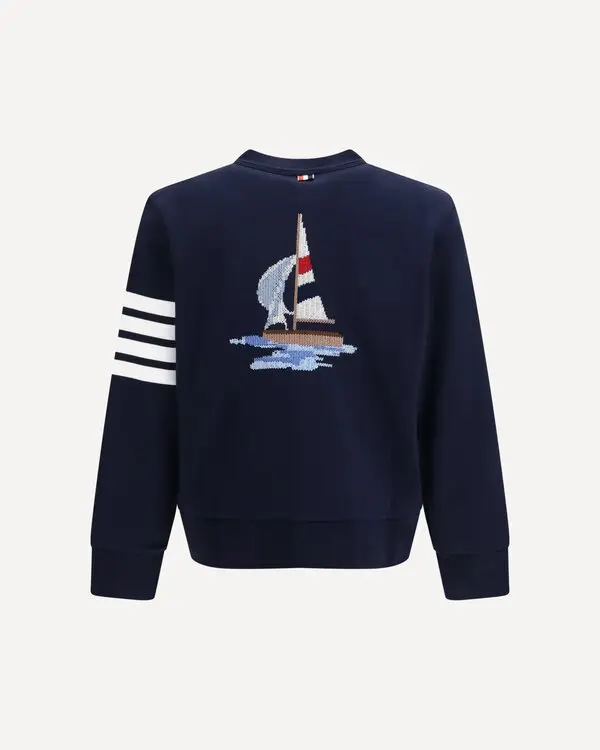 Thom Browne 4-bar Boat Cotton Cardigan