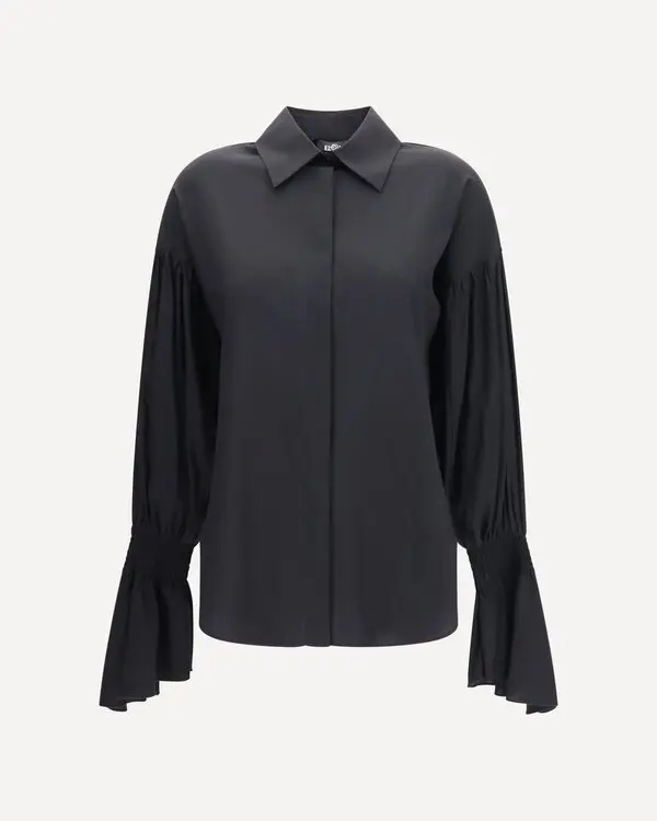 ELLA Silk-blend Shirt With Bell Sleeves
