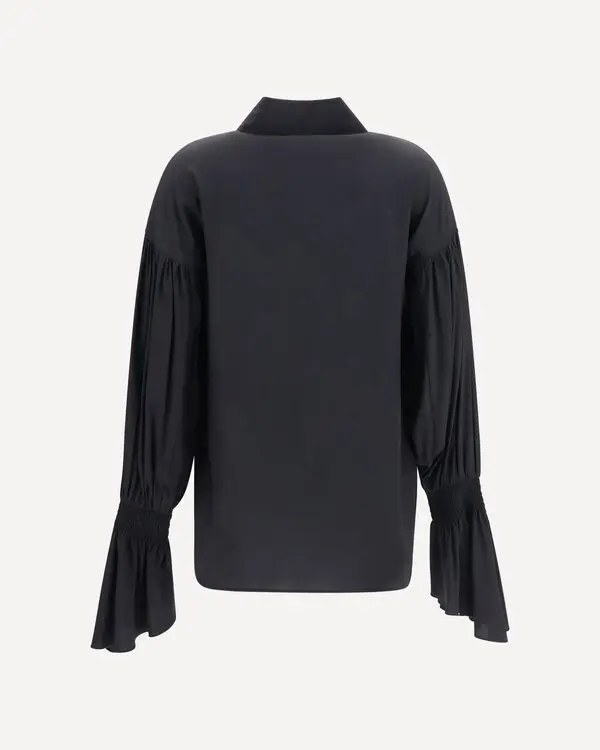 ELLA Silk-blend Shirt With Bell Sleeves