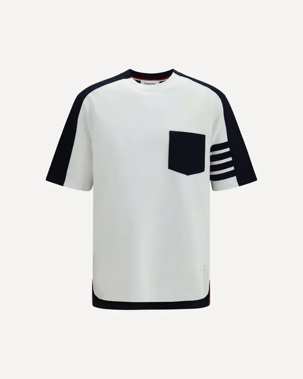 Thom Browne Colorblock T-shirt With 4-bar Detail