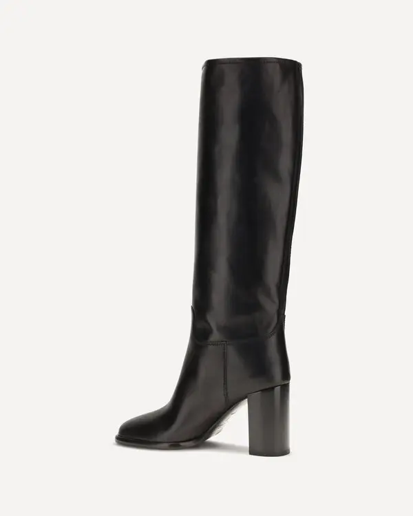 Prada High Leather Boots With Screen-printed Logo