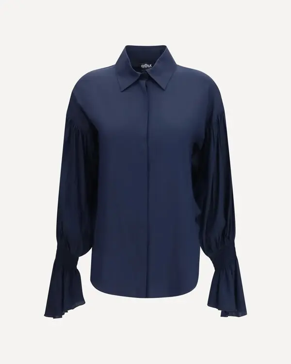 ELLA Silk-blend Shirt With Bell Sleeves