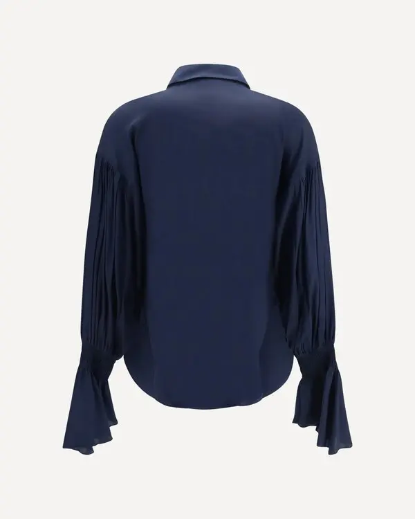 ELLA Silk-blend Shirt With Bell Sleeves