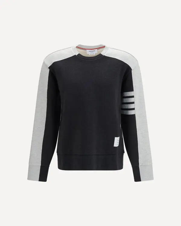 Thom Browne Colorblock Crewneck Sweatshirt With 4-bar Detail