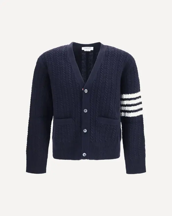 Thom Browne V-neck Sweater With Anchor Embroidery On The Back