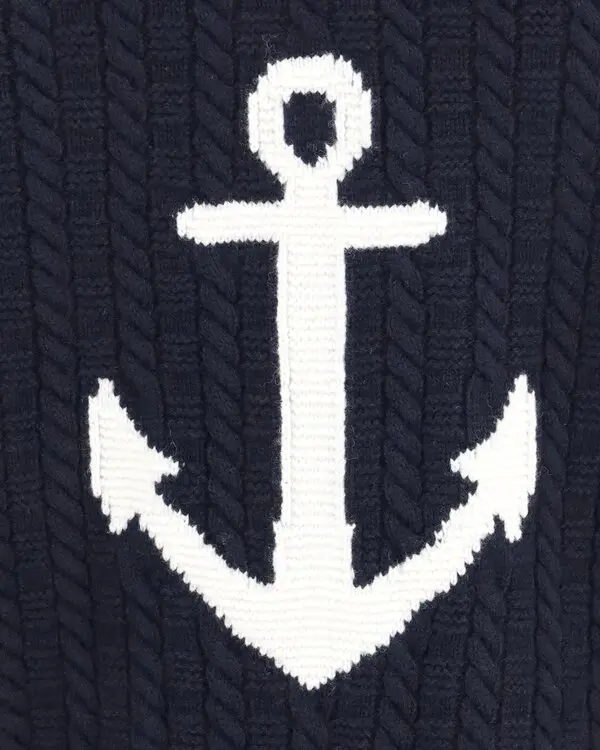Thom Browne V-neck Sweater With Anchor Embroidery On The Back