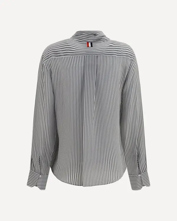 Thom Browne Striped Silk Shirt With Removable Collar