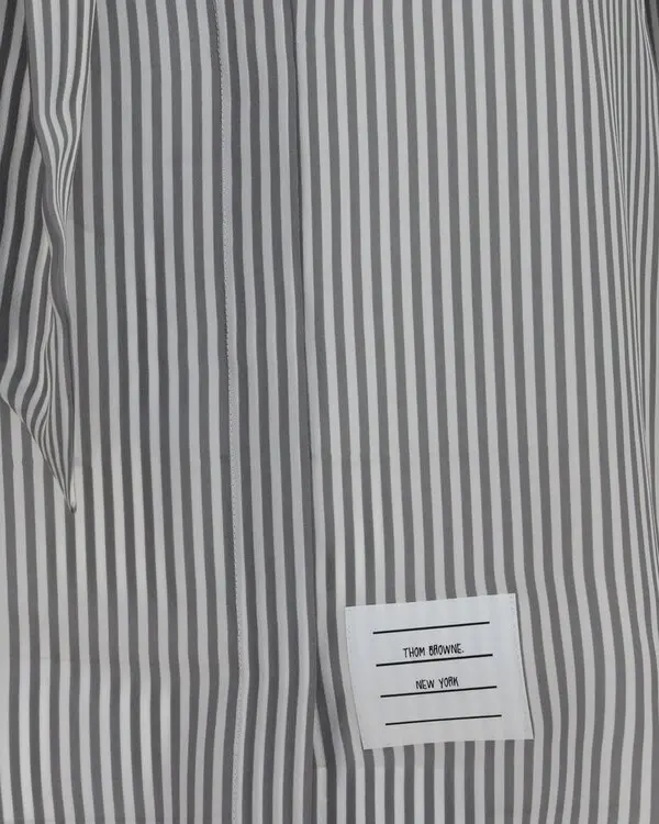 Thom Browne Striped Silk Shirt With Removable Collar