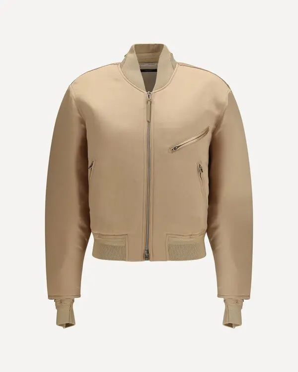 TOM FORD Satin Aviator Bomber Jacket - Gold