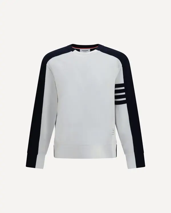 Thom Browne Colorblock Crewneck Sweatshirt With 4-bar Detail