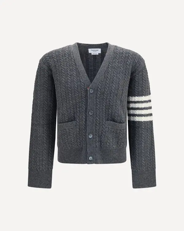 Thom Browne V-neck Sweater With Anchor Embroidery On The Back