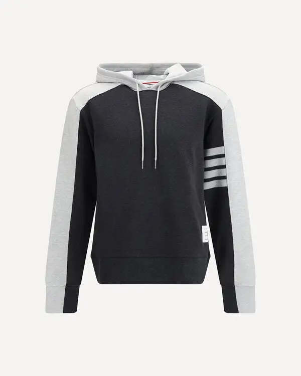 Thom Browne Loopback Colorblock Hooded Sweatshirt