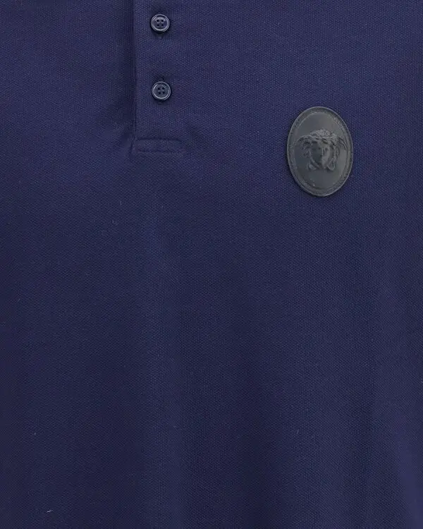 Versace Cotton Piqué Poo With Medusa Patch Mae - Blue
