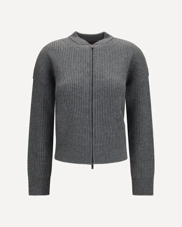 Max Mara Carnet Ribbed Cardigan Femae - Grey