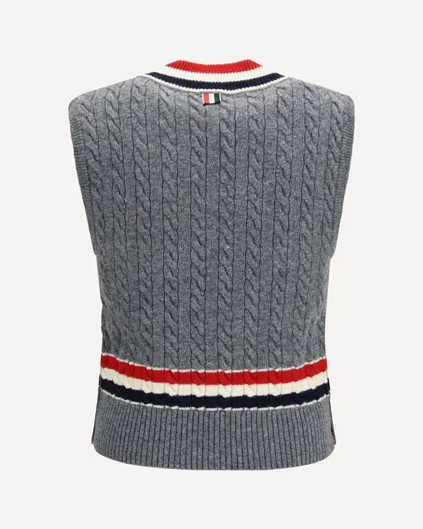 Thom Browne Cable-knit Cricket V-neck Vest