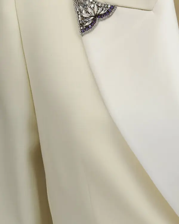 Versace Stretch Wool Blazer With Embroidered Lapels