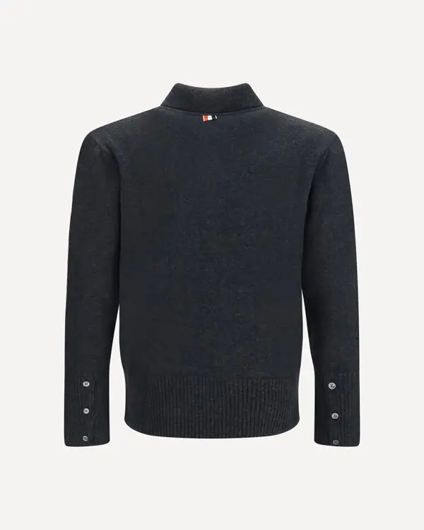 Thom Browne 4-bar Cable-knit Long-sleeve Polo Sweater