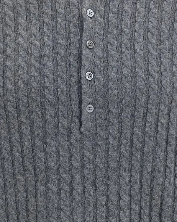 Thom Browne 4-bar Cable-knit Long-sleeve Polo Sweater