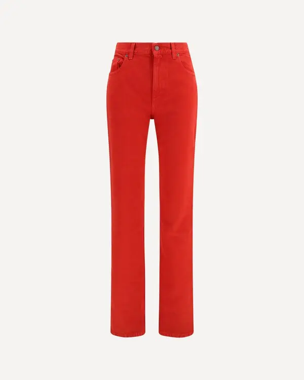 Chloé Cotton Denim Pants - Red